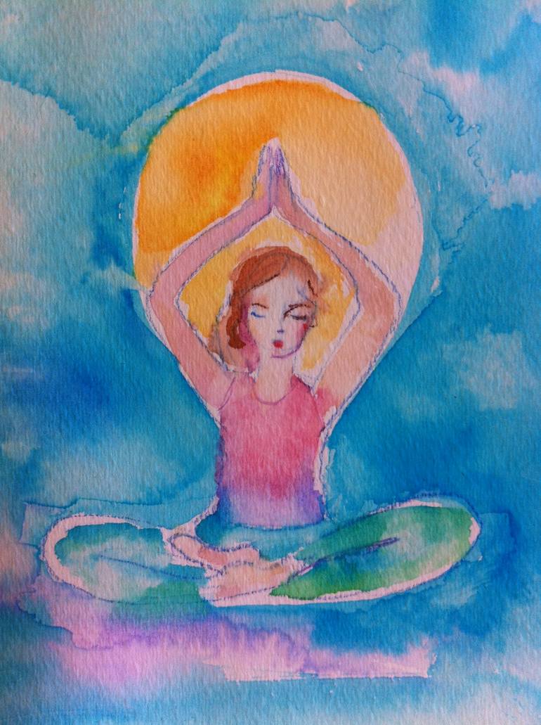 Lotus Prayer Painting by Lucille Whitaker | Saatchi Art