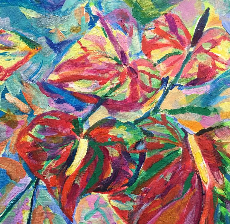 Anthuriums Painting by Lucille Whitaker | Saatchi Art