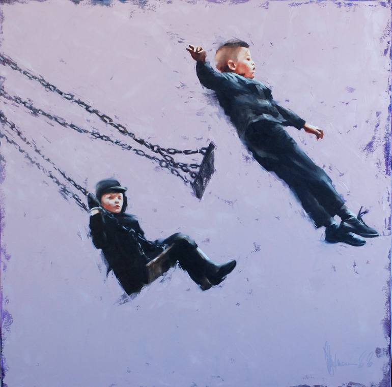 The swing of my childhood. Remaster. Painting by Igor Shulman | Saatchi Art