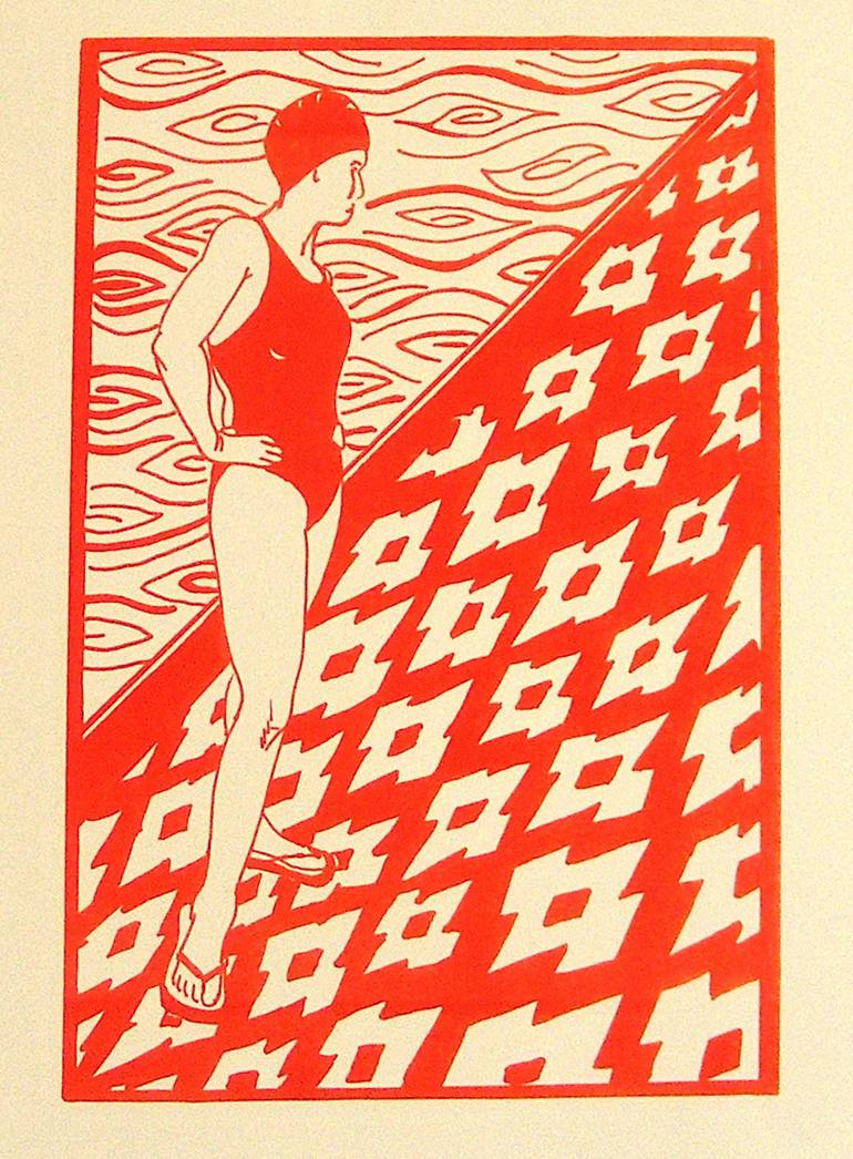 Fire Red Swimmer - Limited Edition 8 of 8 Printmaking by Amanda ...