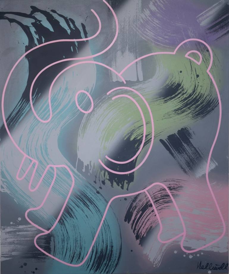 Pink Elephant Painting by Paul Helliwell | Saatchi Art