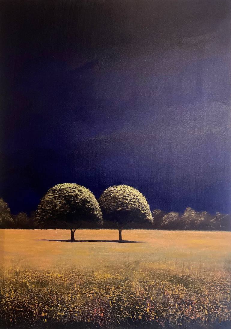 2 Trees in the stillness Painting by Simon Jones | Saatchi Art