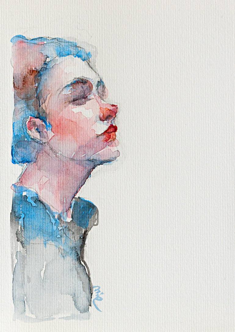Longing for Spring. Original Watercolour Female Portrait. Painting by Malgorzata Miroslaw ...