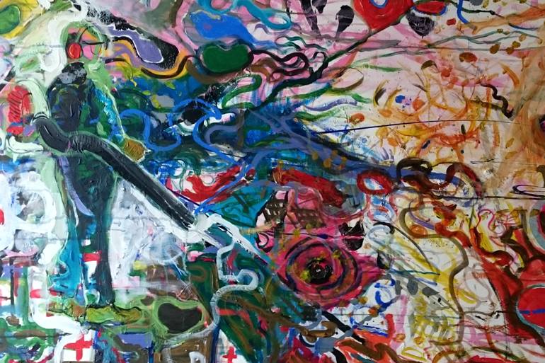 Mikey Georgeson: Single Guy with Leafblower Startles Diana Painting by ...