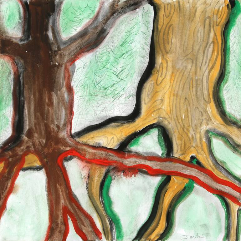 Two Trees Painting by Terhi Tree | Saatchi Art