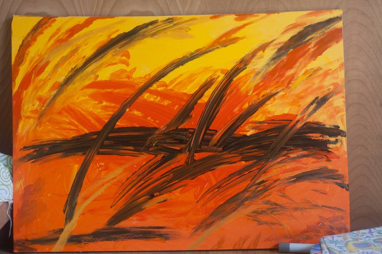 Grass Fire Painting by Livio Kujur | Saatchi Art