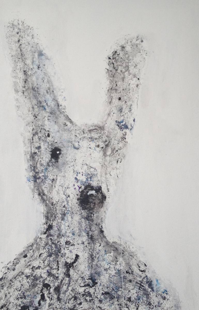 Blue Rabbit Painting by Lesley OMara | Saatchi Art