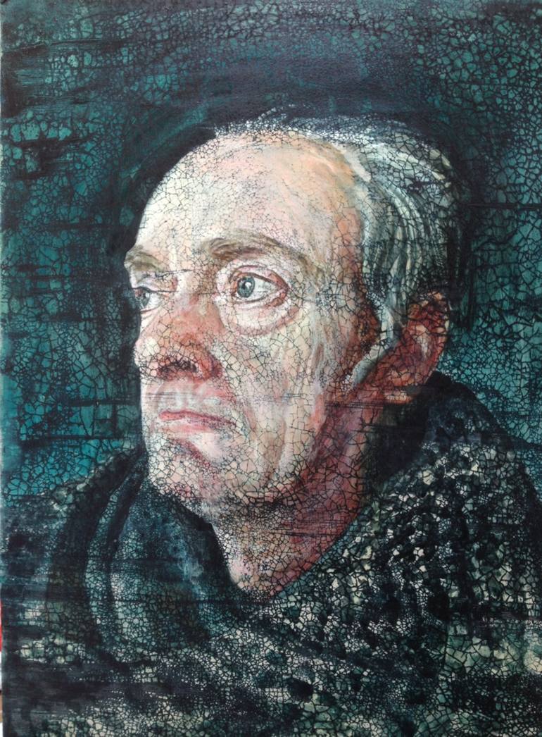 self portrait with scarf Painting by Christopher Banahan | Saatchi Art