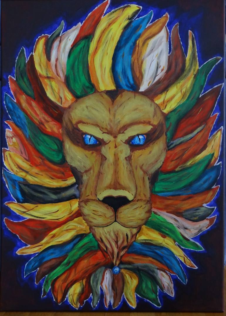 Rainbow Lion Painting by Nik W | Saatchi Art