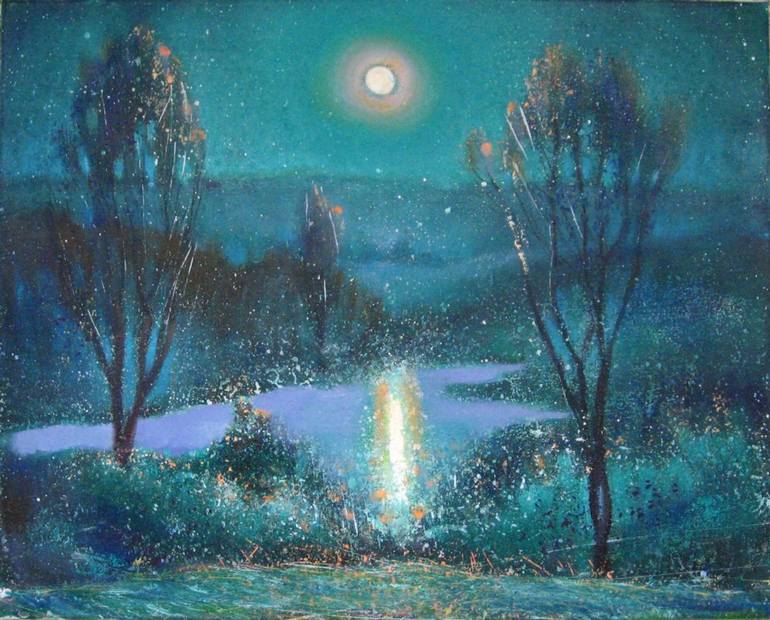 Emerald Night Painting by Volodymyr Drachynski | Saatchi Art