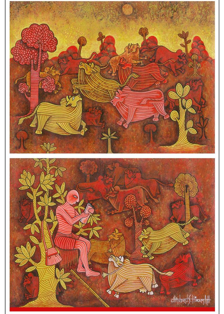 Challenge-My Self-B Painting by Chandru S Hiremath | Saatchi Art