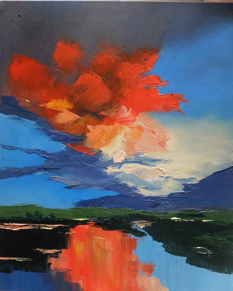 Red Cloud Painting by Valeriia Radziievska | Saatchi Art
