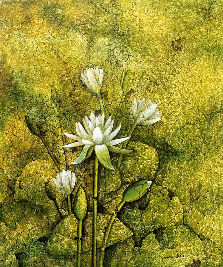 water lily Painting by Amjad Akash | Saatchi Art