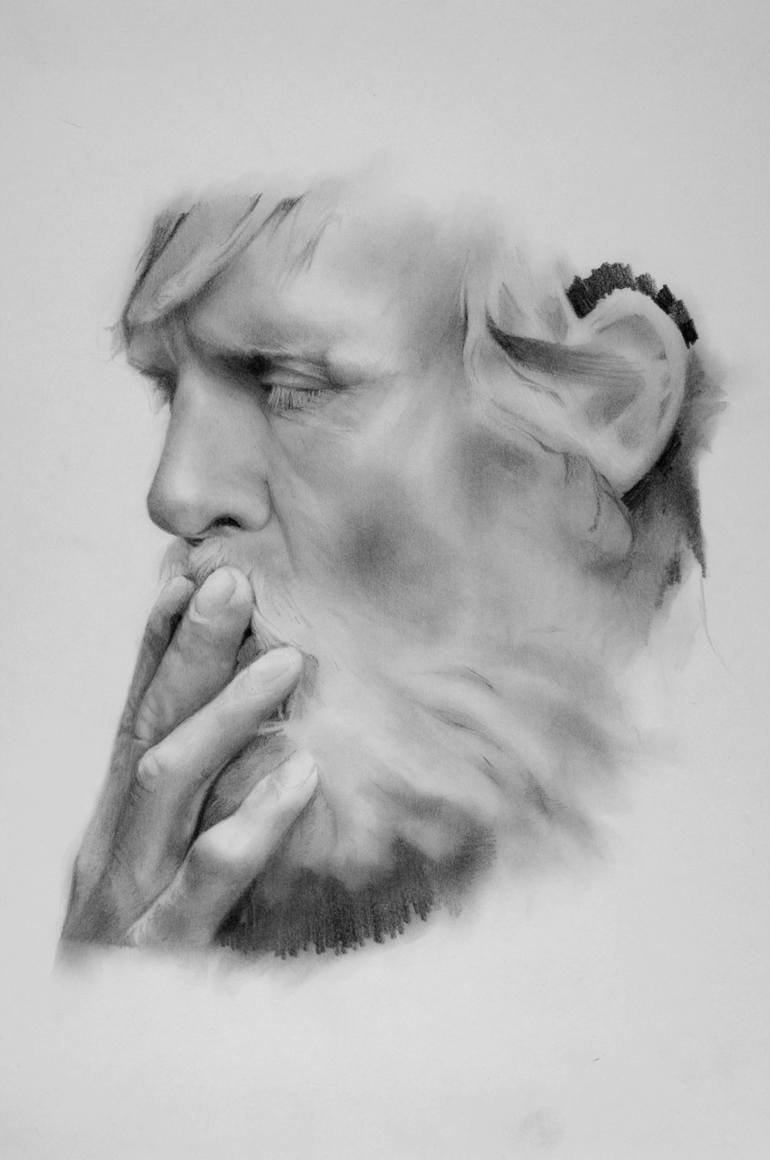 Thinker Drawing by chris polunin | Saatchi Art