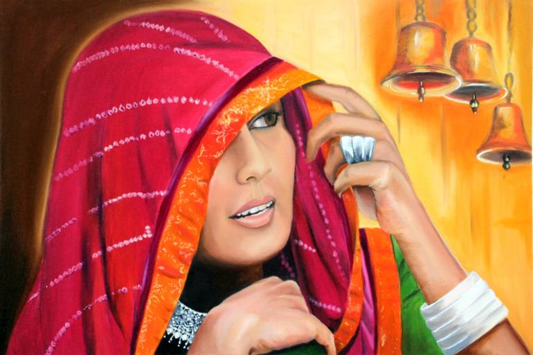 Ghungat Painting by Arti Vohra | Saatchi Art