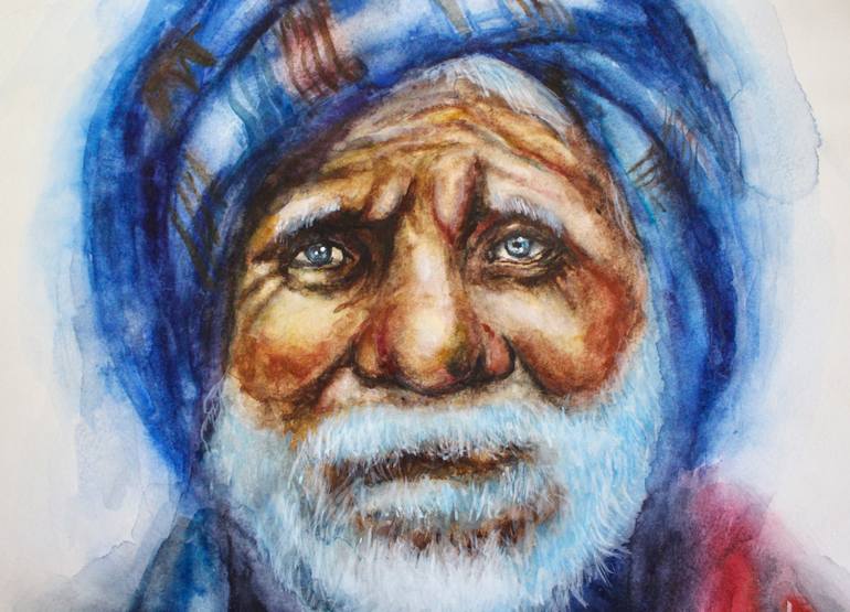Indian old men with colorful turban Drawing by Elmira Sharipova ...