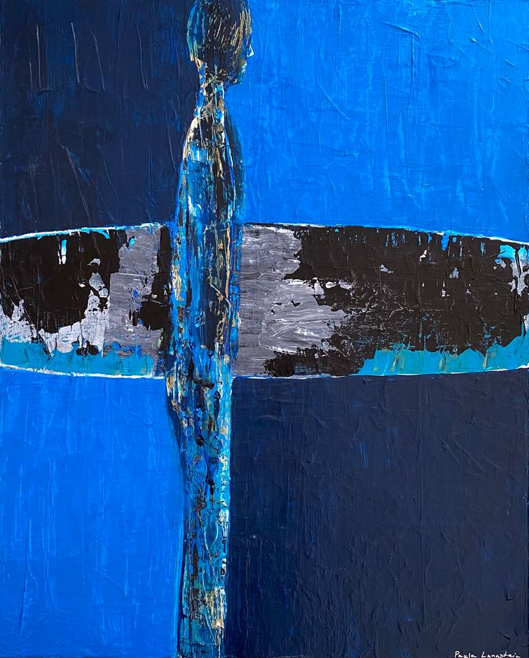 Surfer In Blue Painting by Paula Langstein | Saatchi Art