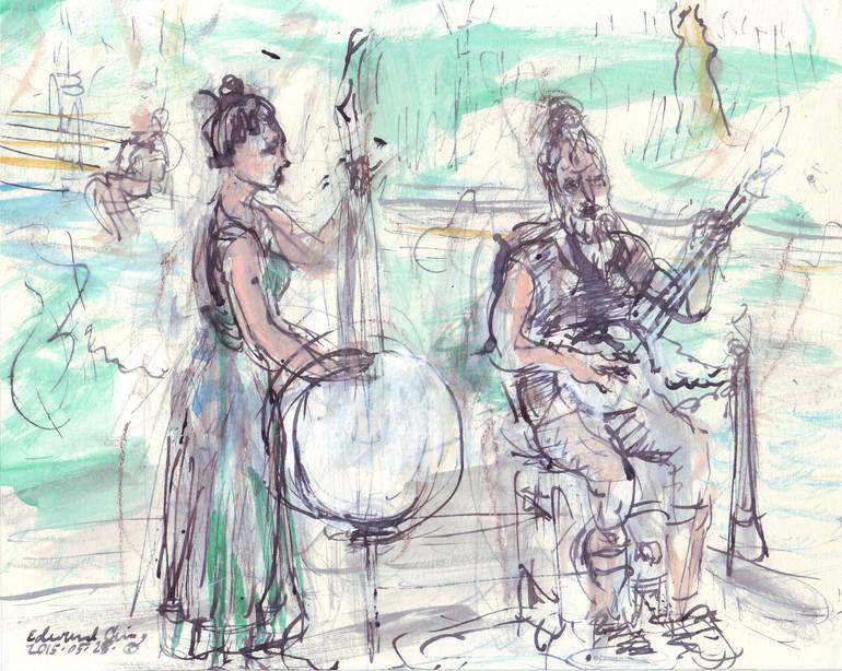 Buskers Painting by Edward VisualArt | Saatchi Art