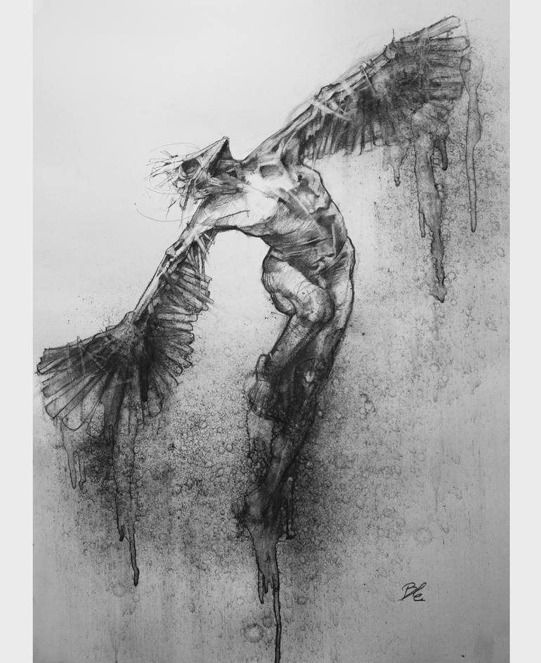 fearless flight Drawing by nikos blempoutzakis | Saatchi Art