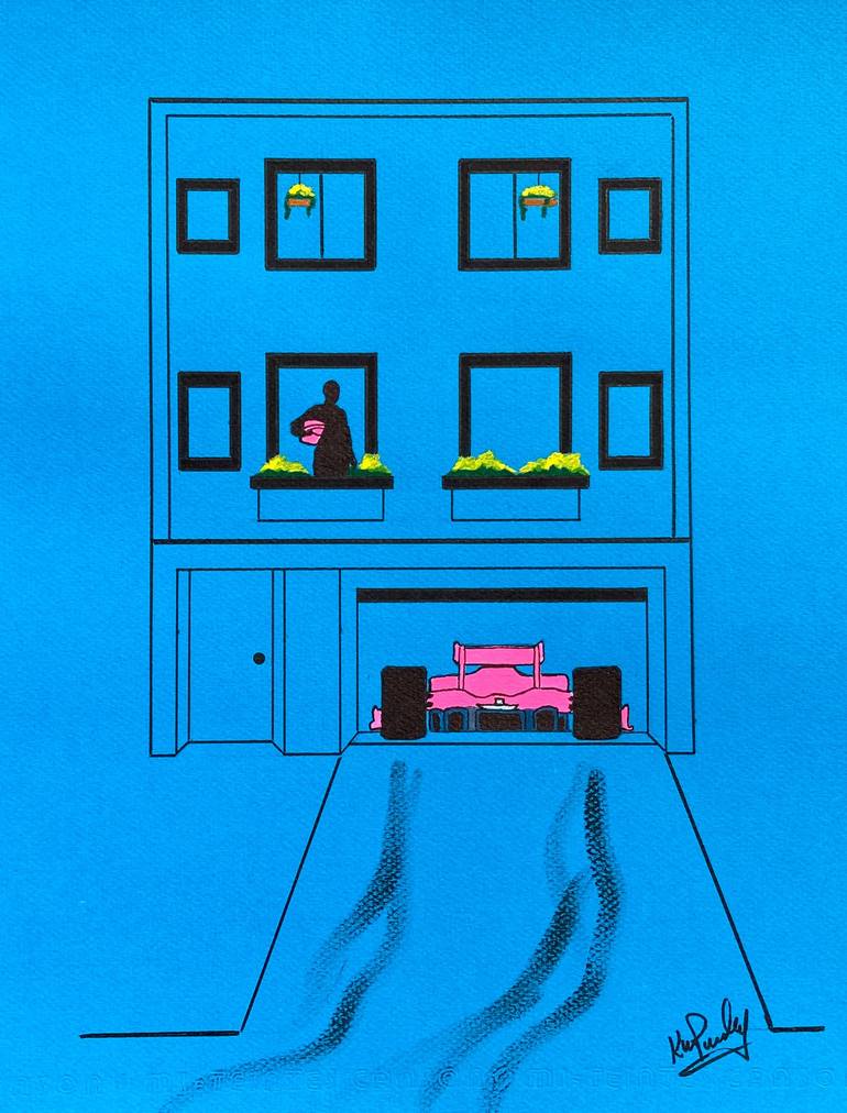 Pink Garage Drawing by Ken Pursley | Saatchi Art