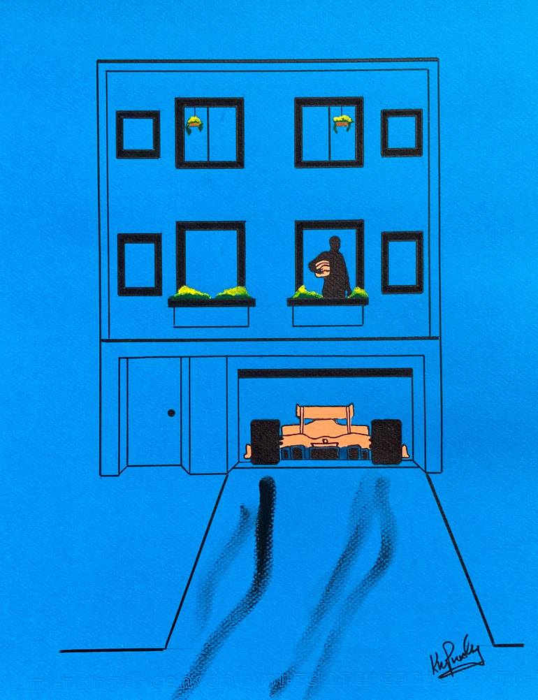 Orange Garage Drawing by Ken Pursley | Saatchi Art