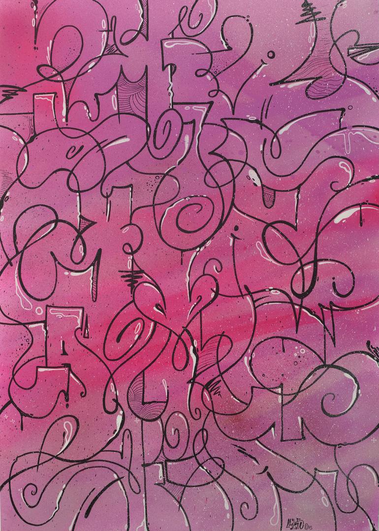 Pink lines Painting by Just Laik | Saatchi Art