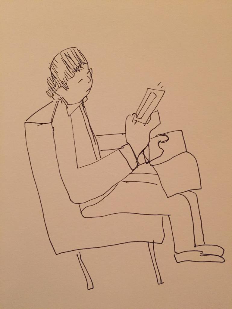 Books vs Phones Drawing by Laura Willis | Saatchi Art