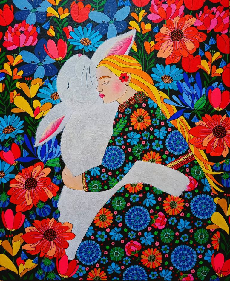 Lapin calin, Lapin tendresse Painting by Lucrezia Solena | Saatchi Art