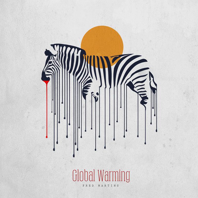 Zebra Global Warming Painting by Fred Martins | Saatchi Art
