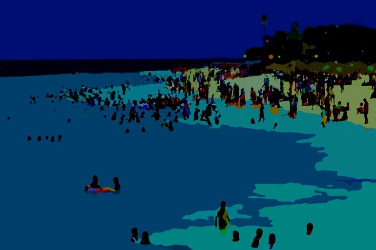 82-Noche plácida en la playa. Painting by Acqua Luna | Saatchi Art