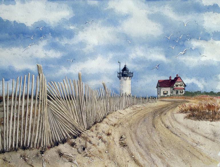 The Pole Line to Race Point Light Painting by J A Creech | Saatchi Art