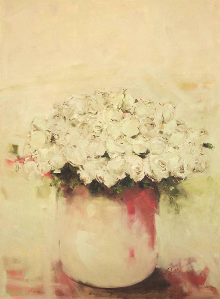 White Roses Painting by Ewa Perz | Saatchi Art