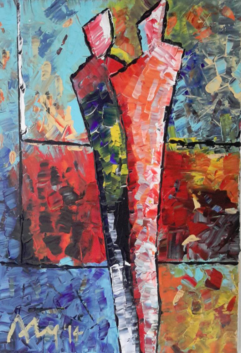 two people Painting by Pavel Ledvinka | Saatchi Art