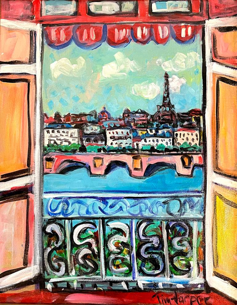 Paris Window Painting by Tim Harper | Saatchi Art