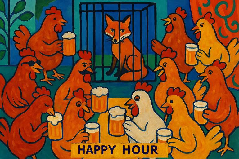 Hen's Happy Hour - Inspired by Matisse Painting by Painter Marijan ...