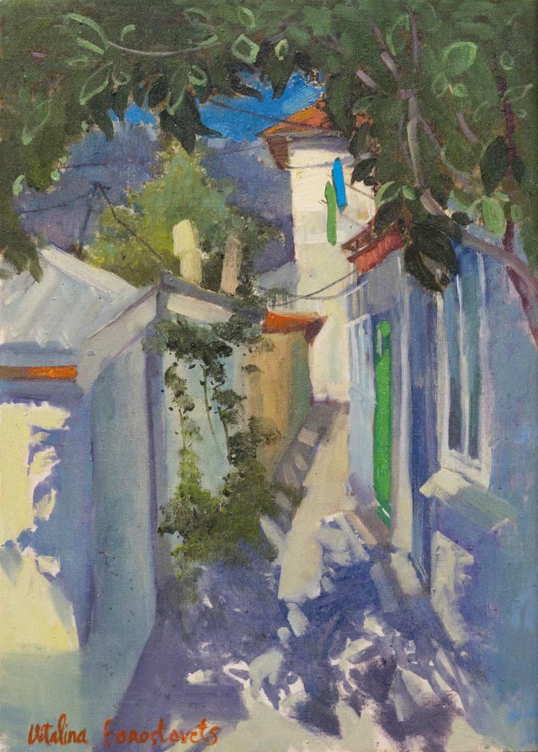 Shady street Painting by Vitalita Forostovets | Saatchi Art