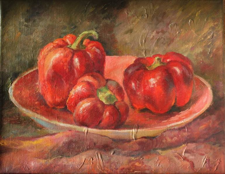 Red pepper still life Painting by Tetiana Makhynko | Saatchi Art