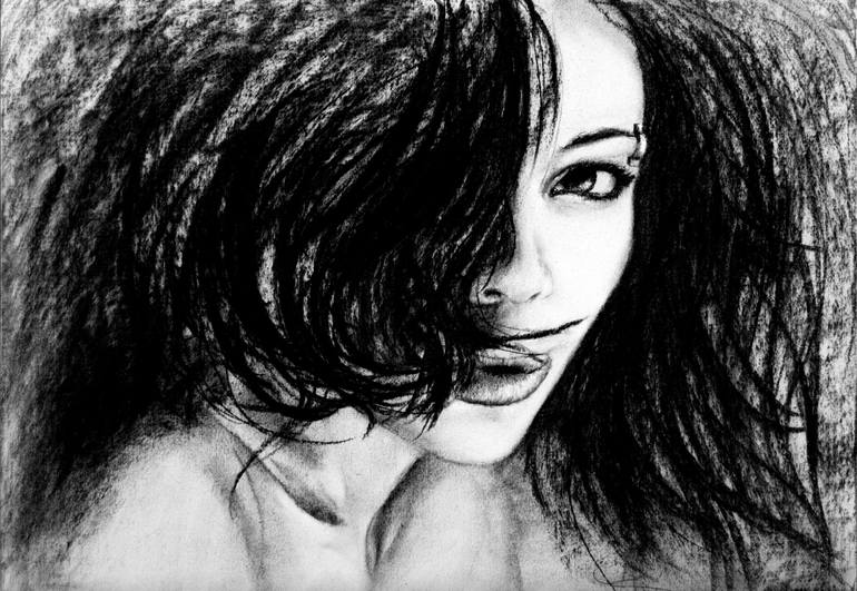 St Merrique Charcoal portrait Drawing by Rogerio Silva | Saatchi Art
