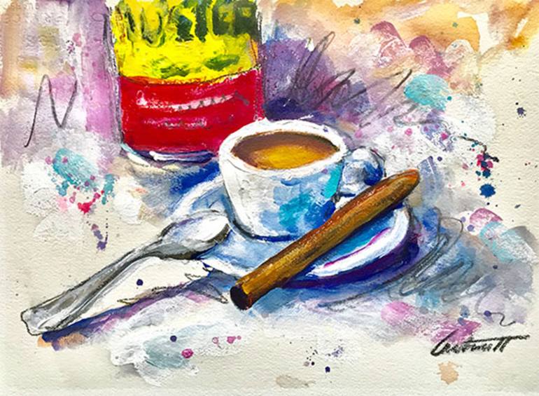 Cuban Coffee & Cigar (Cafe Bustelo) Painting by Greg Cartmell | Saatchi Art