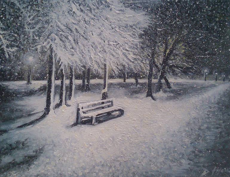 Bench Warming Painting by David Thomas | Saatchi Art
