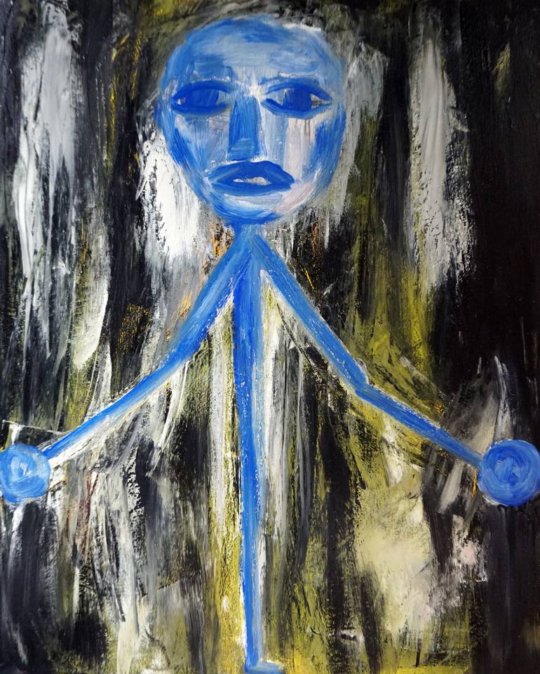 Blue Standing Figure Painting by Robin Woodsome | Saatchi Art