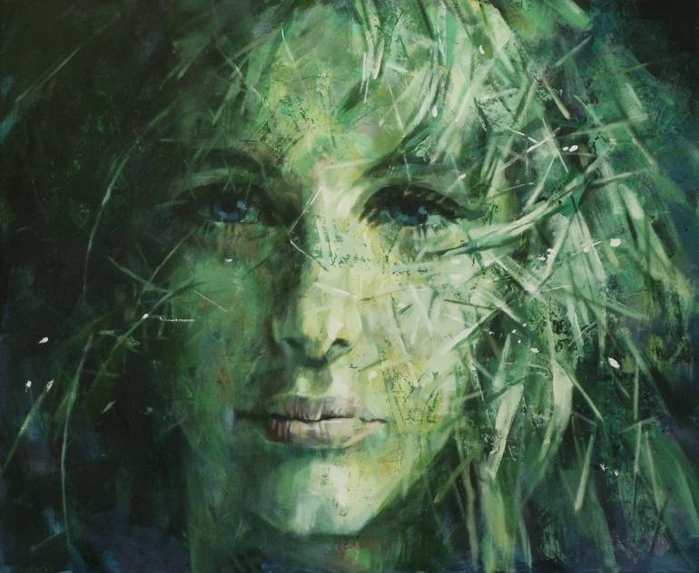 GREEN PORTRAIT Painting by Aleksandr Ilichev | Saatchi Art