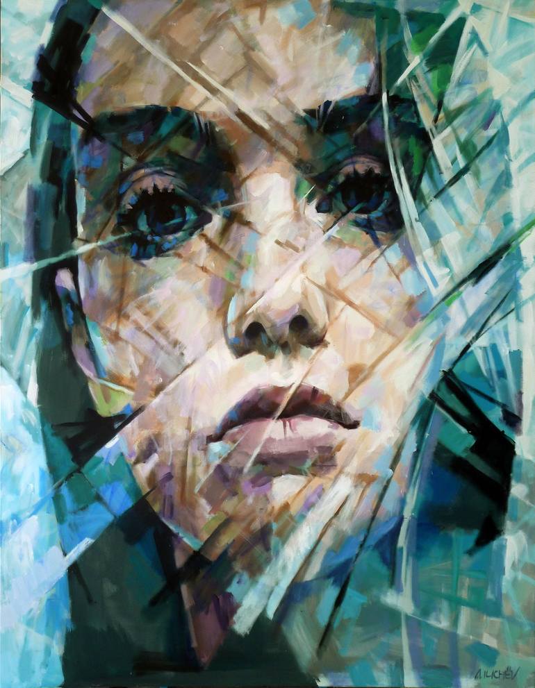 BLUE PORTRAIT Painting by Aleksandr Ilichev | Saatchi Art