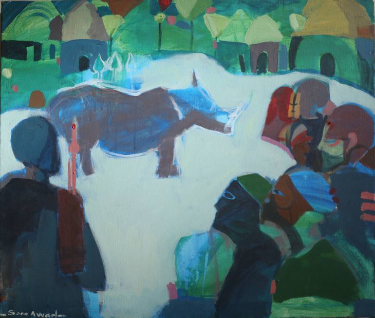 Seen off by rhino Painting by sara ali | Saatchi Art