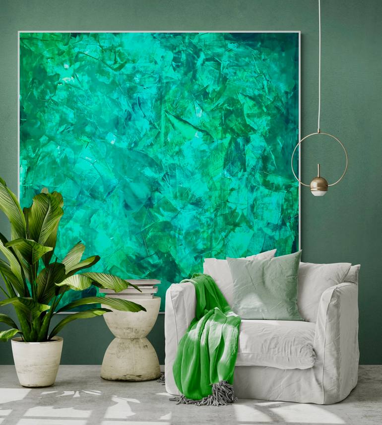Green abstract 524 Nature’s embrace large green abstract Painting by ...