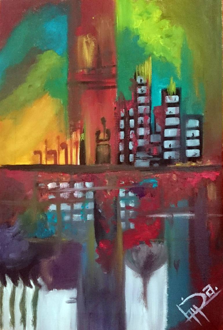 The City Painting by Hyra Hasan | Saatchi Art