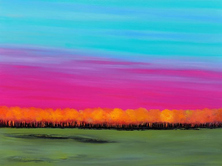 Fuchsia Autumn Sky Painting by Faith Patterson | Saatchi Art
