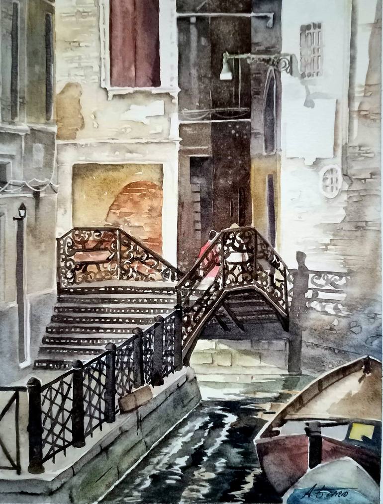 Puente sobre el canal Painting by Álvaro Ferrero | Saatchi Art