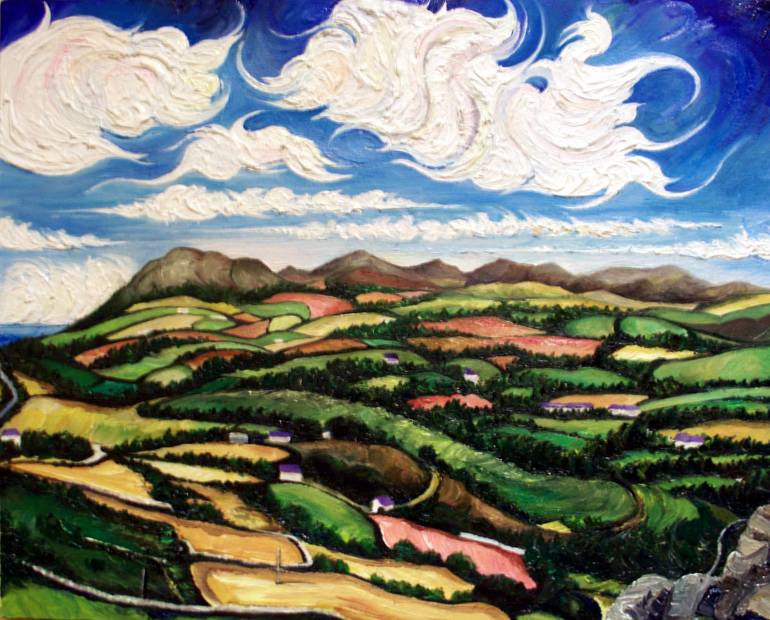 Pink fields forever Painting by glyn price | Saatchi Art