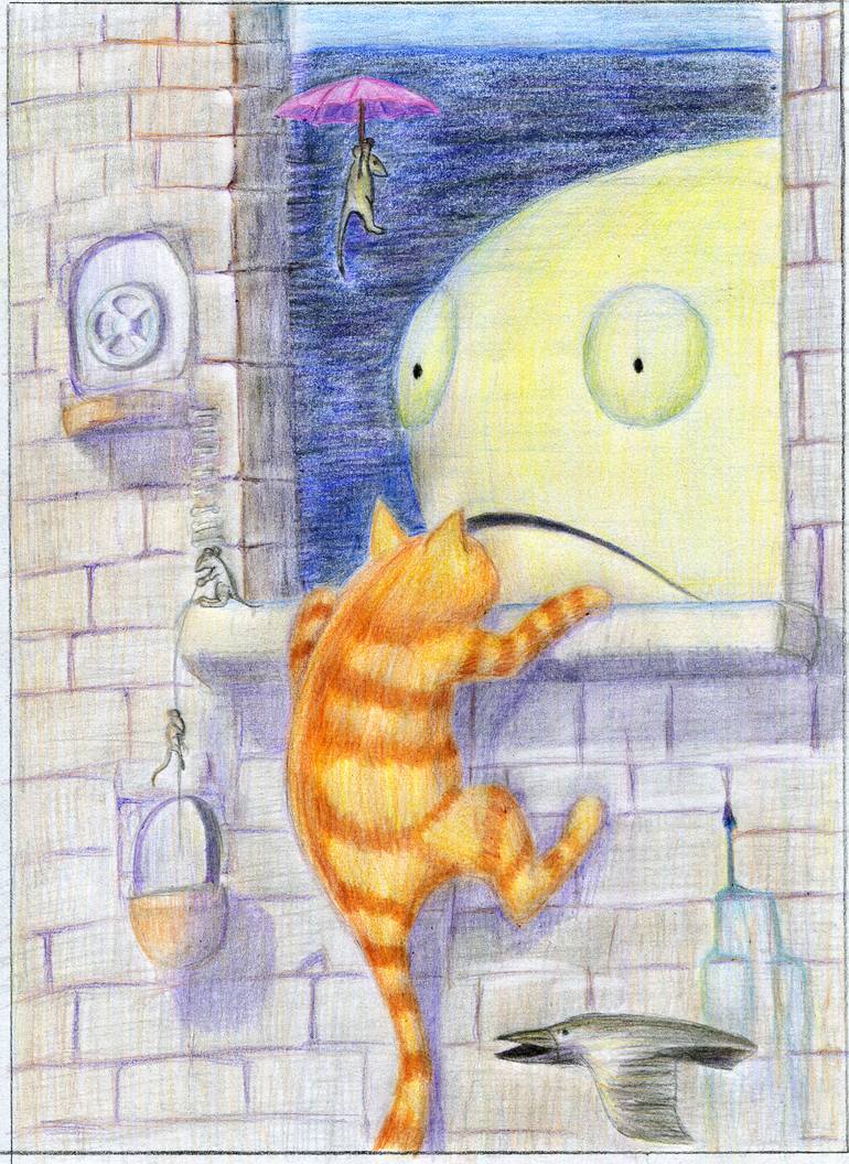 Fish Castel Storm Drawing by Sergey Kuzmichev | Saatchi Art